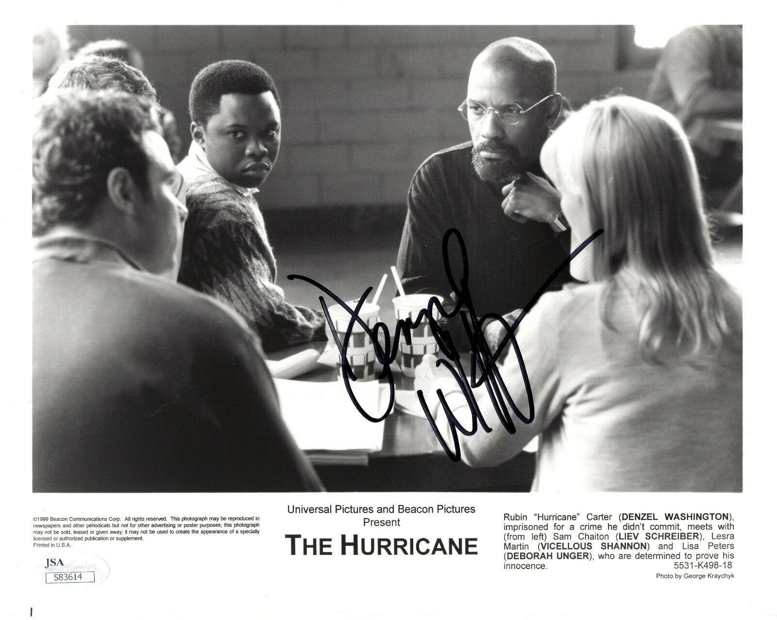 DENZEL WASHINGTON HAND SIGNED 8x10 PHOTO RARE THE HURRICANE JSA ...