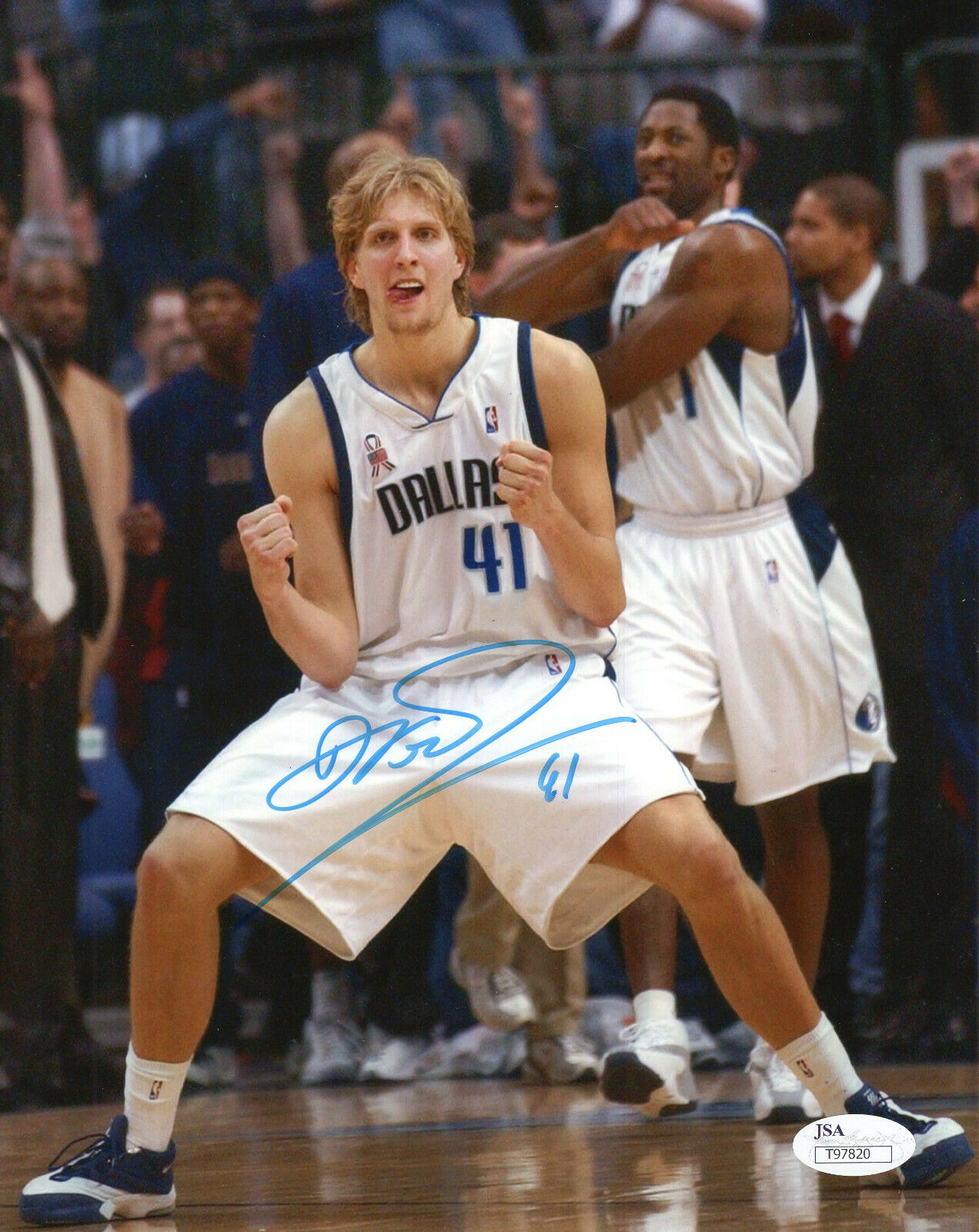 DIRK NOWITZKI HAND SIGNED 8x10 COLOR PHOTO AWESOME POSE ON COURT JSA ...