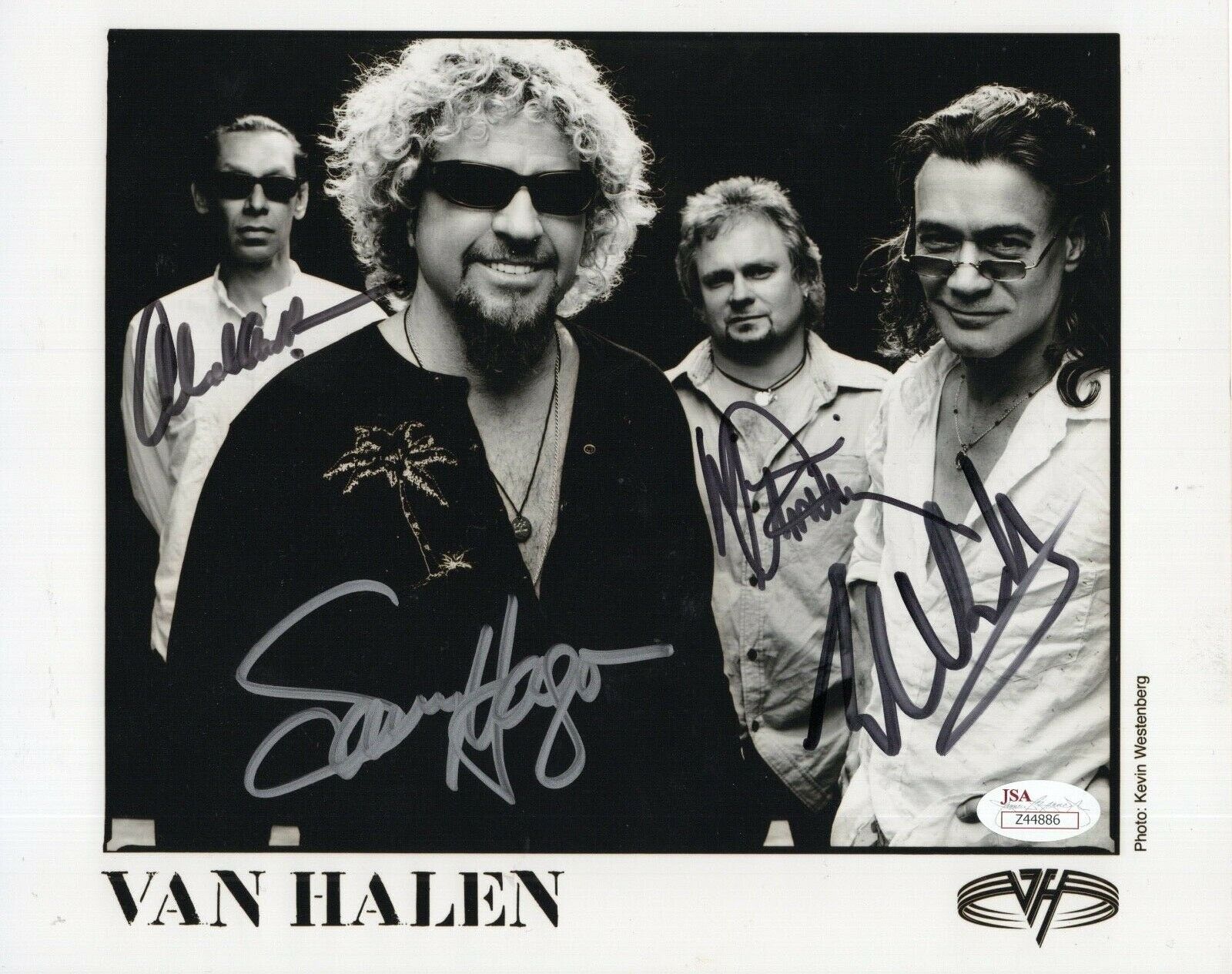 EDDIE VAN HALEN HAND SIGNED 8x10 GROUP PHOTO ALL 4 SIGNED RARE JSA ...