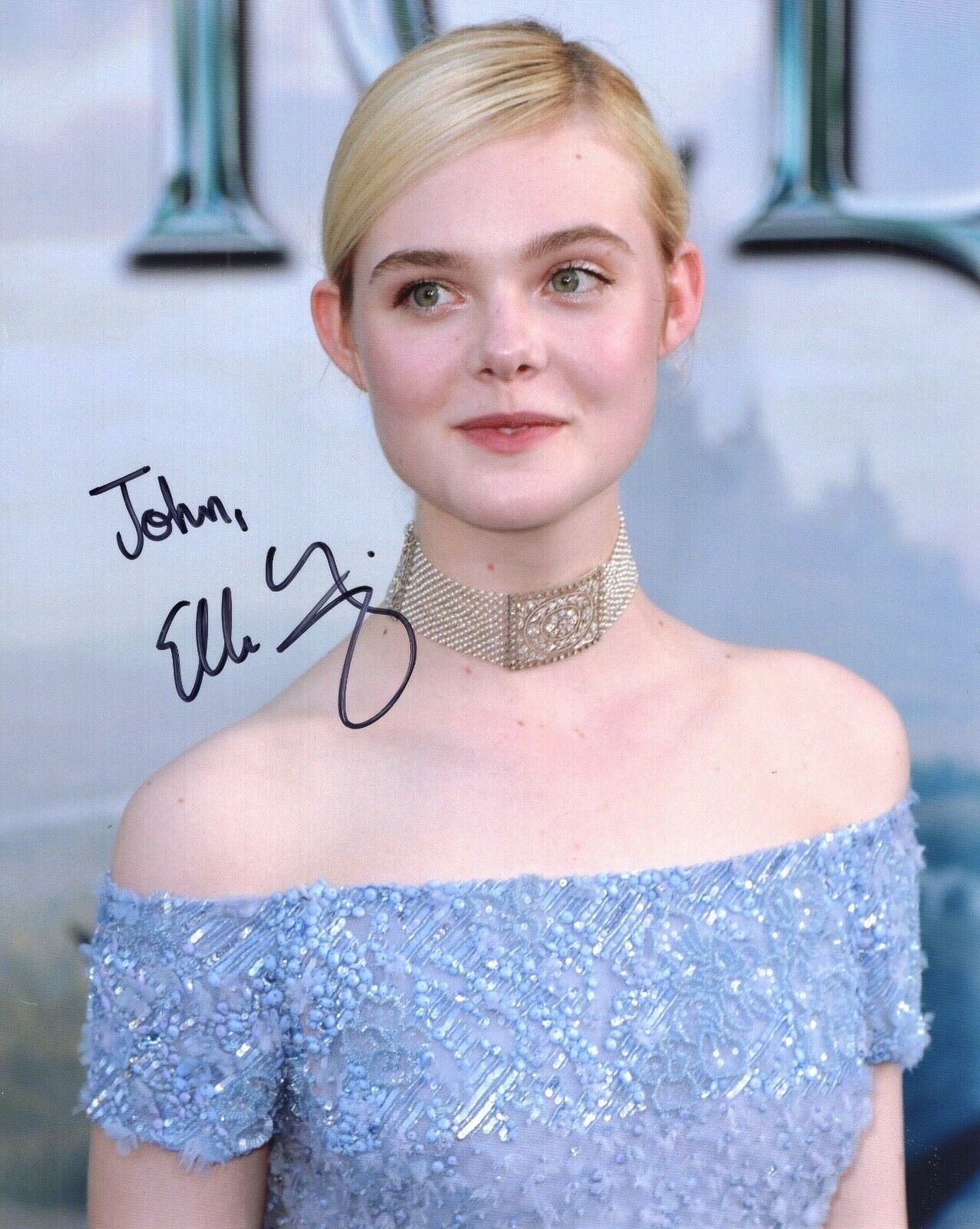 ELLE FANNING HAND SIGNED 8x10 COLOR PHOTO+COA BEAUTIFUL ACTRESS TO JOHN ...