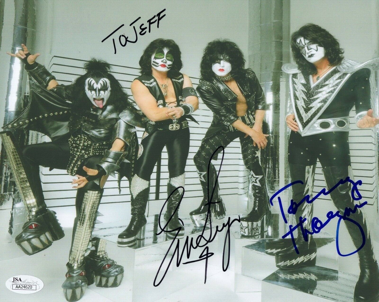 ERIC SINGER+TOMMY THAYER HAND SIGNED 8x10 COLOR PHOTO KISS TO JEFF JSA ...