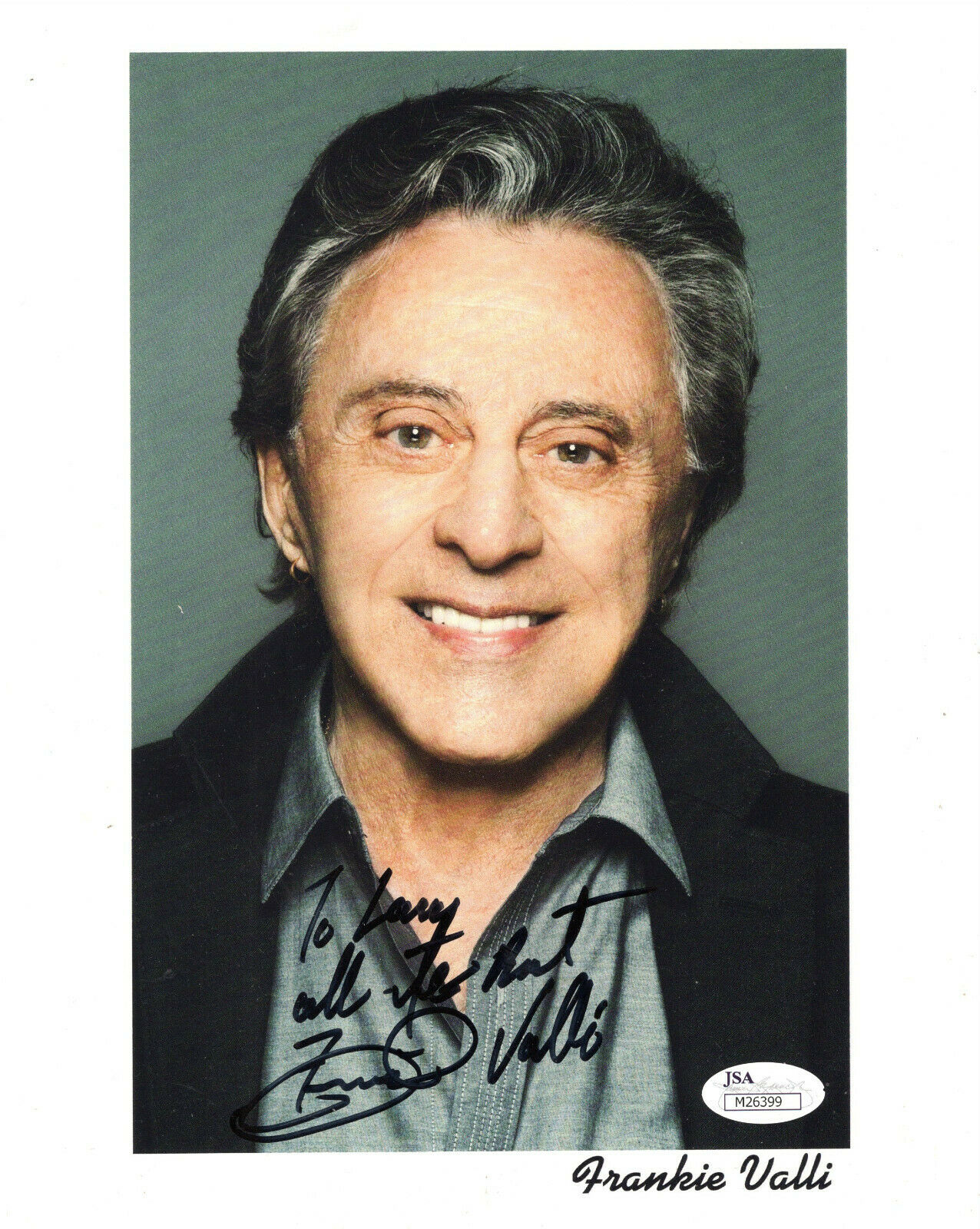 FRANKIE VALLI HAND SIGNED 8x10 COLOR PHOTO JERSEY BOYS TO LARRY JSA ...