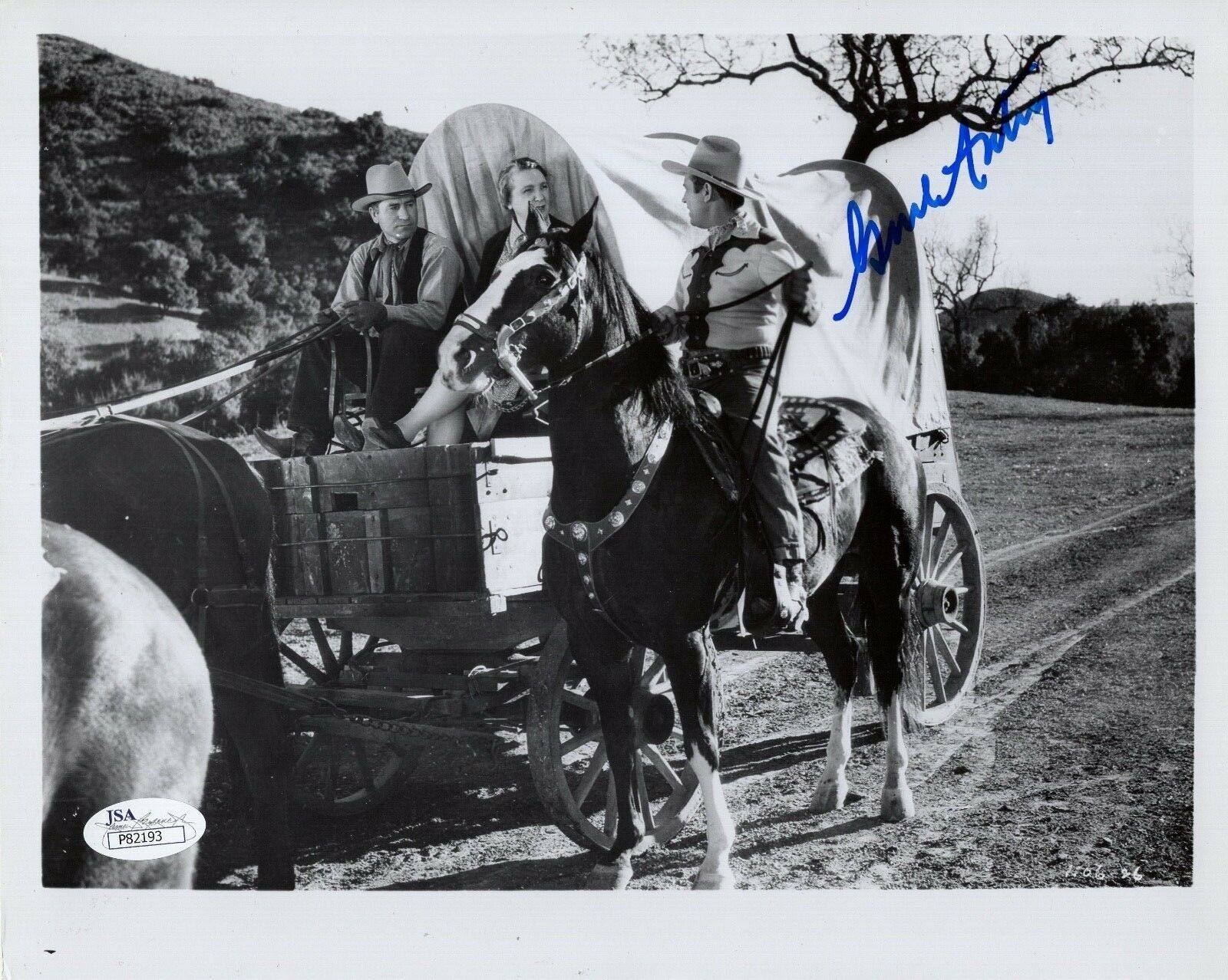 GENE AUTRY AUTOGRAPHED 8x10 VINTAGE PHOTO GREAT POSE ON HIS HORSE JSA ...