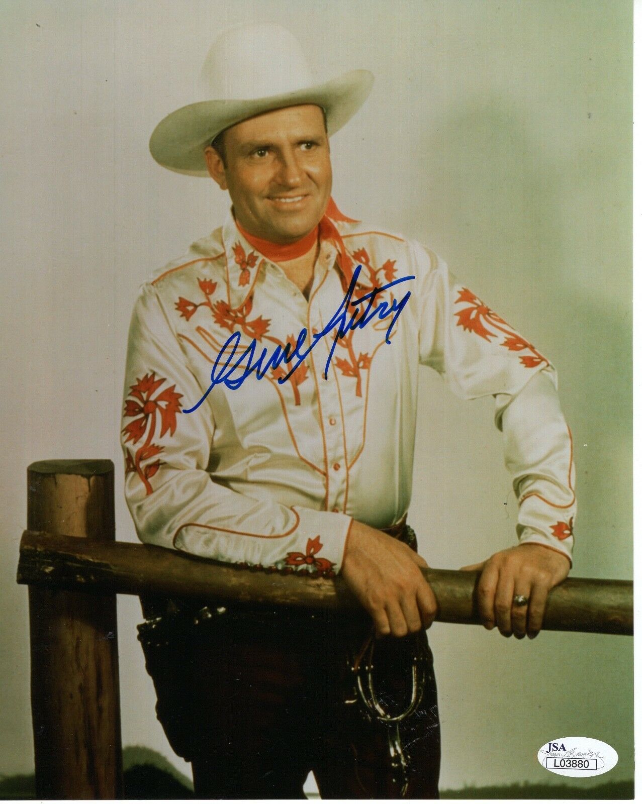 GENE AUTRY HAND SIGNED 8x10 PHOTO BEST POSE EVER SINGING COWBOY JSA ...
