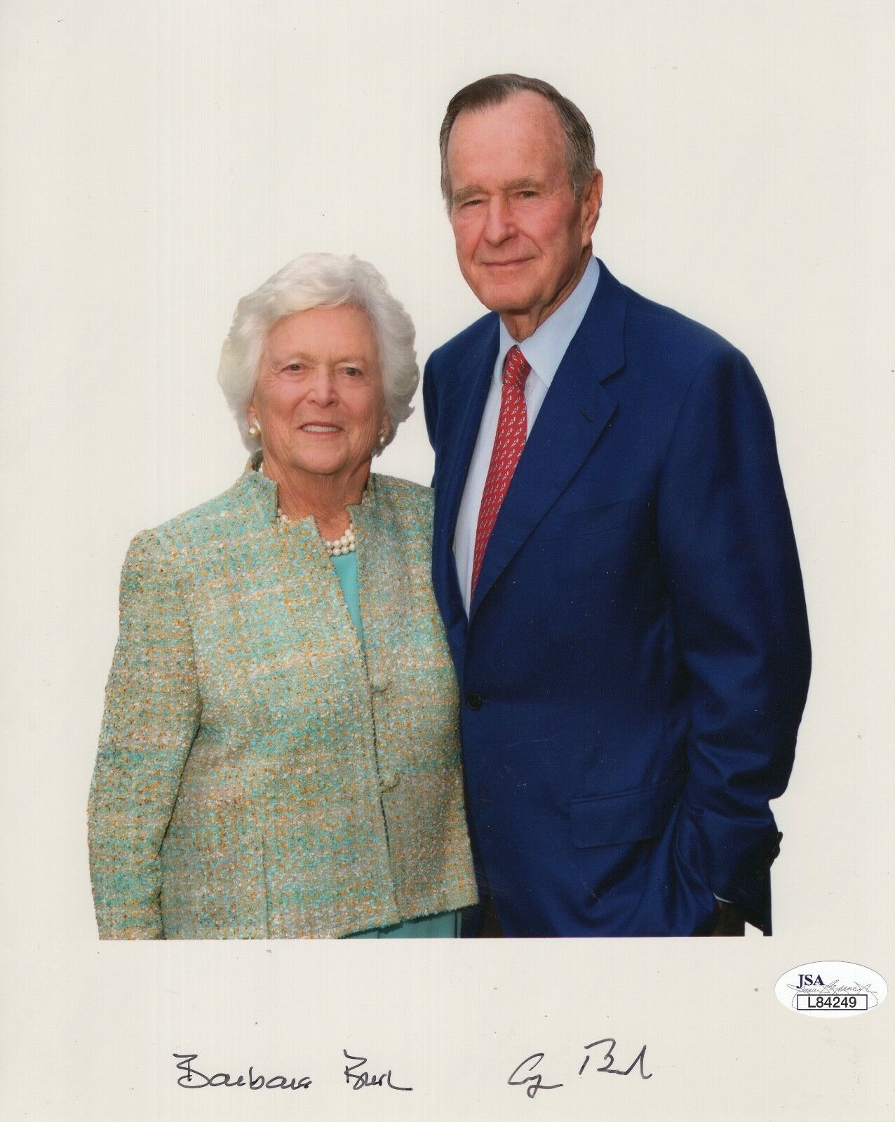 GEORGE+BARBARA BUSH HAND SIGNED 8x10 COLOR PHOTO SIGNED BY BOTH RARE ...