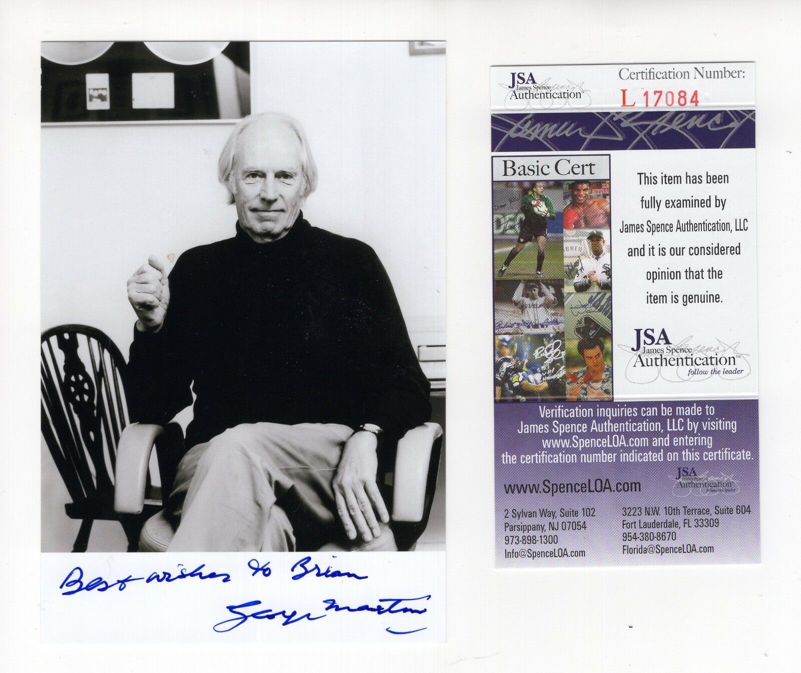 GEORGE MARTIN HAND SIGNED 4x6 PHOTO BEATLES PRODUCER TO BRIAN JSA ...