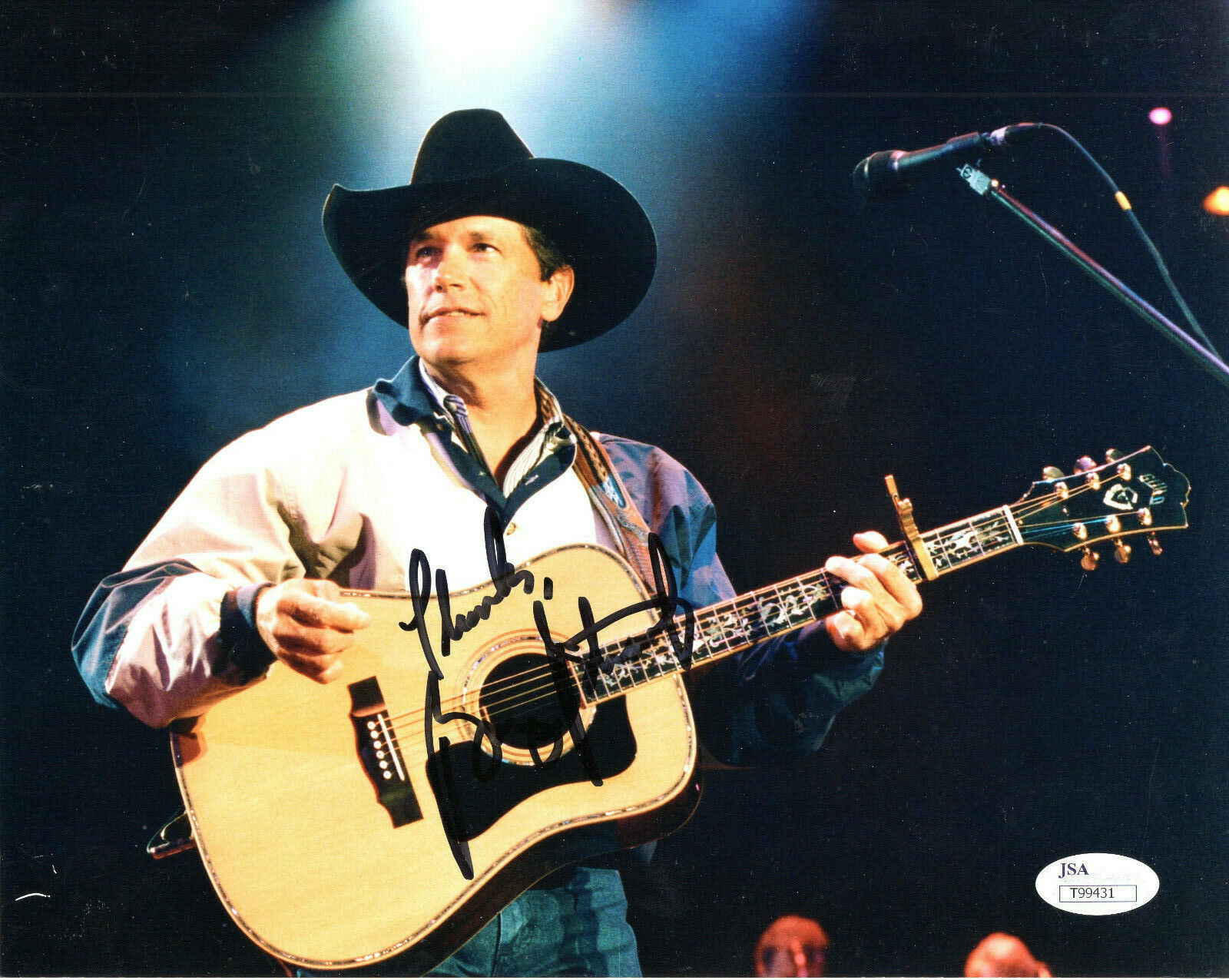 GEORGE STRAIT HAND SIGNED 8x10 COLOR PHOTO BEST POSE EVER ON STAGE JSA ...