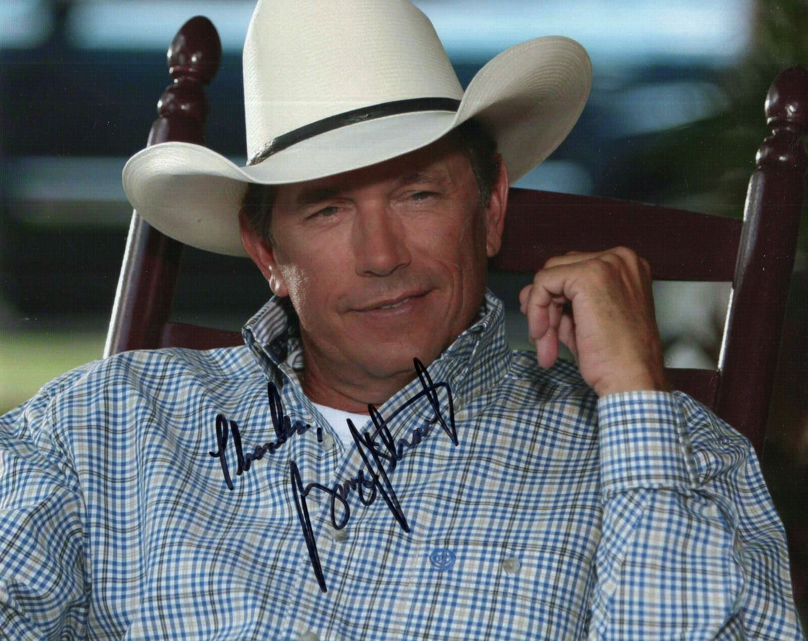 GEORGE STRAIT HAND SIGNED 8x10 COLOR PHOTO+CO BEST POSE EVER COWBOY HAT ...