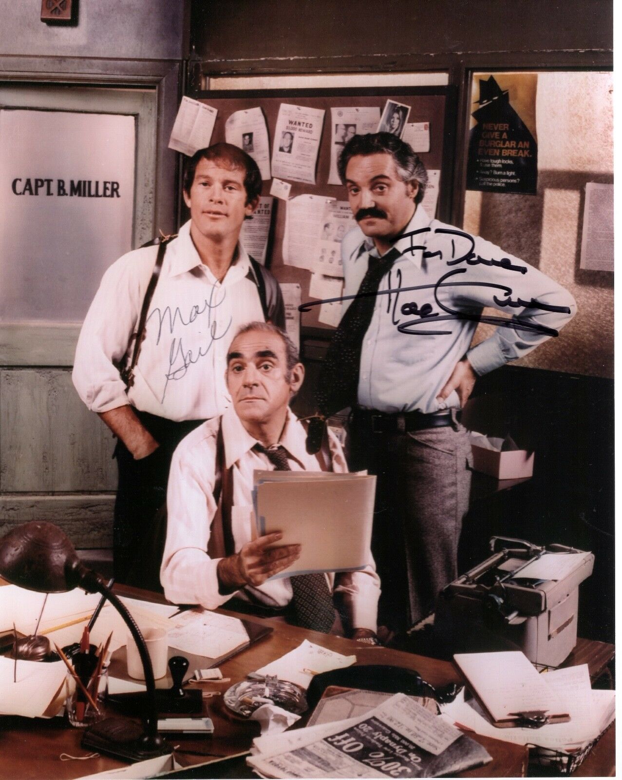 HAL LINDEN+MAX GAIL HAND SIGNED 8x10 COLOR PHOTO+COA BARNEY MILLER TO ...