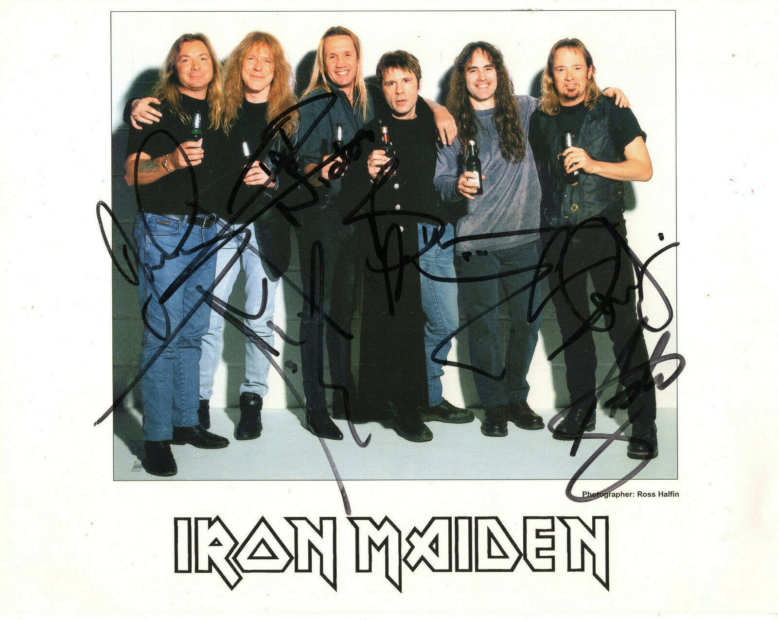 IRON MAIDEN HAND SIGNED 8x10 PHOTO RARE SIGNED BY ALL JSA LETTER | Autographia
