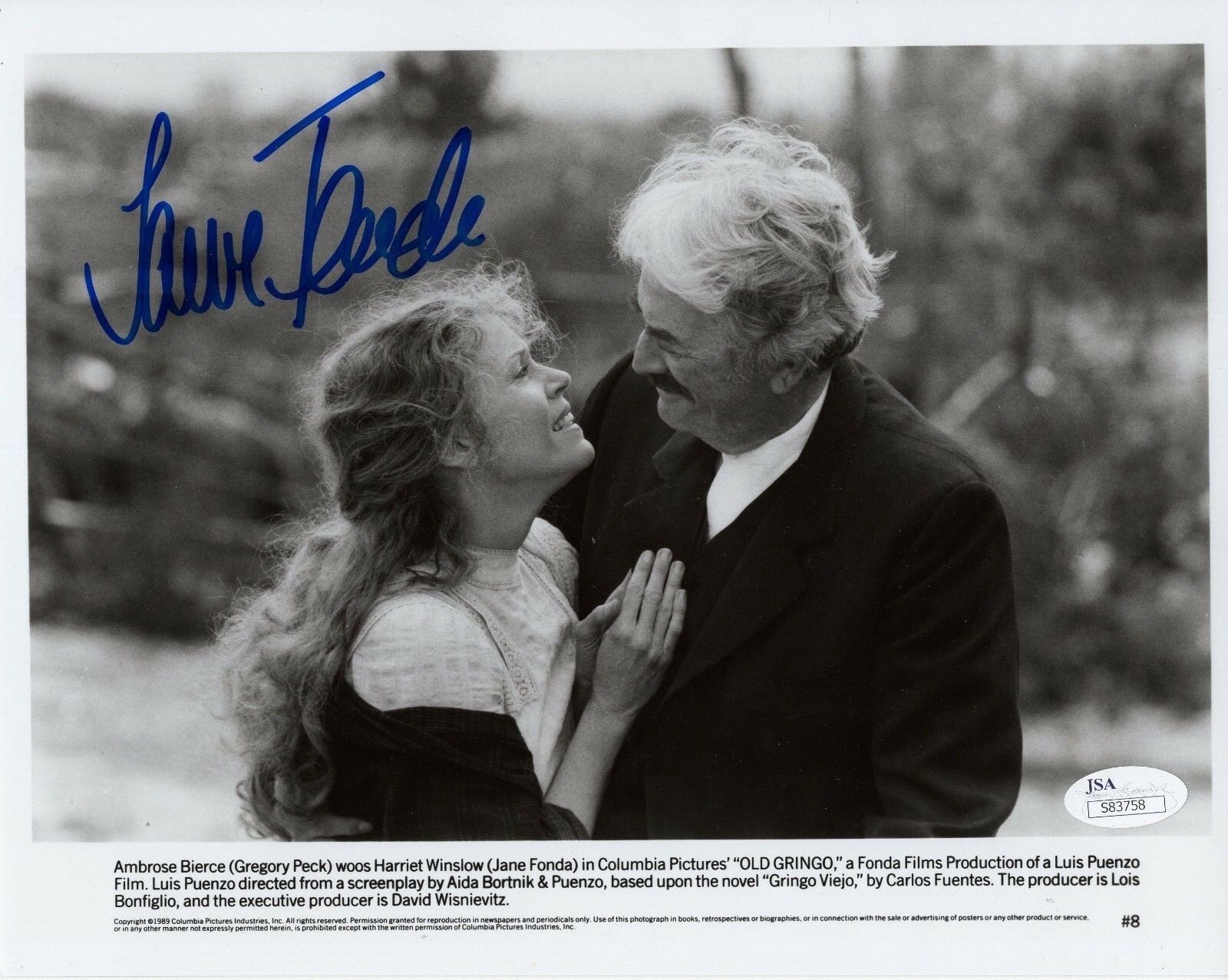 JANE FONDA HAND SIGNED 8x10 PHOTO AWESOME POSE WITH GREGORY PECK JSA ...