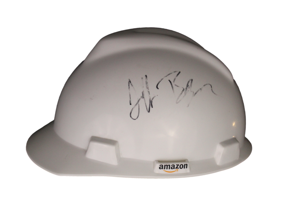 JEFF BEZOS SIGNED AUTOGRAPH AMAZON HARDHAT - BLUE ORIGIN VERY RARE! W ...