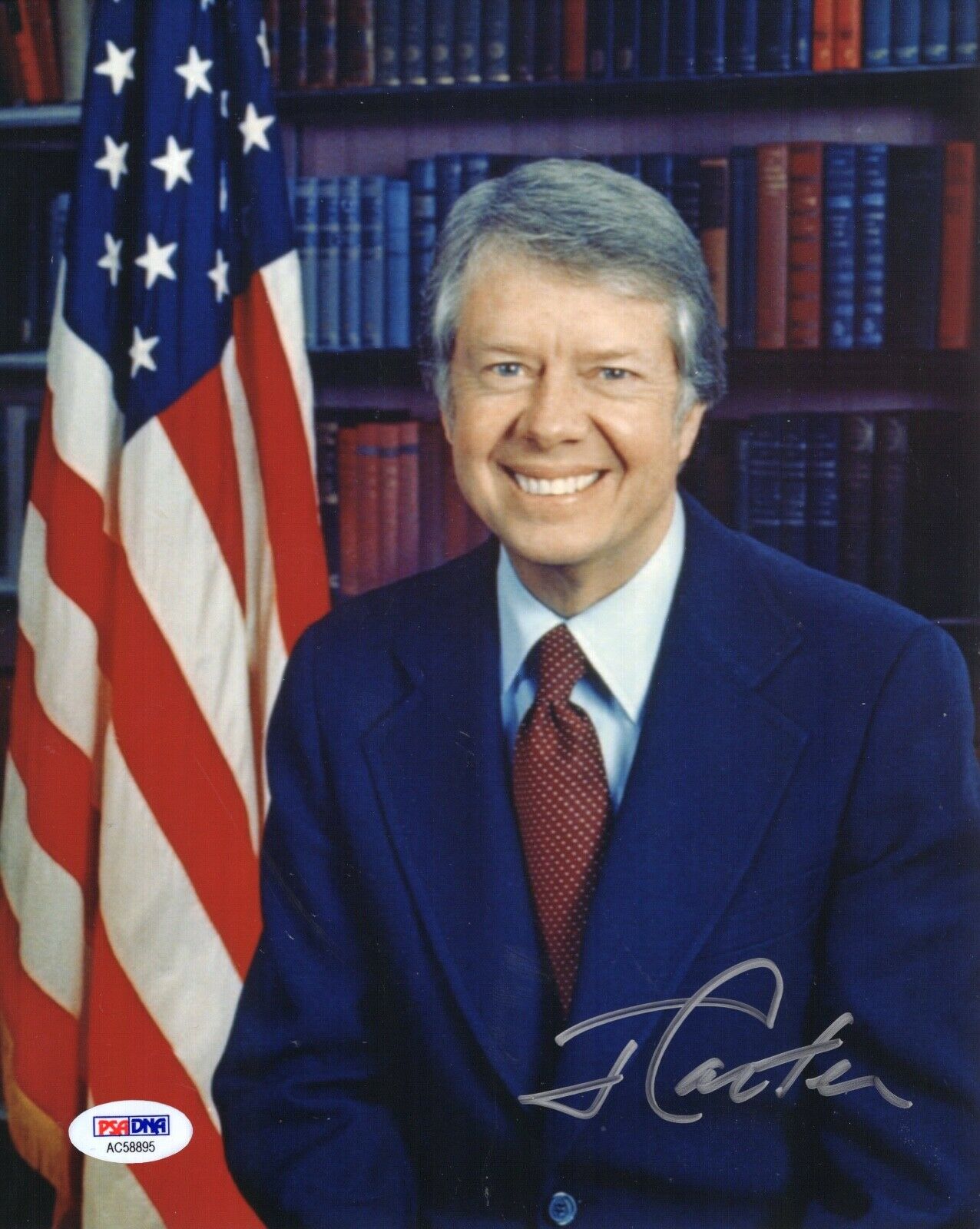 JIMMY CARTER HAND SIGNED 8x10 COLOR PHOTO AMAZING POSE US PRESIDENT PSA ...