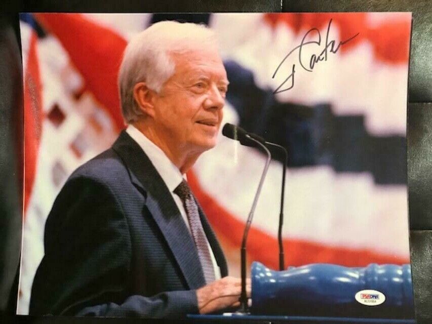 JIMMY CARTER SIGNED OVERSIZED 11x14 COLOR PHOTO FORMER US PRESIDENT PSA ...