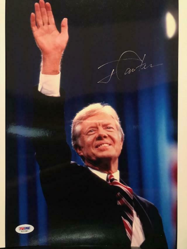 JIMMY CARTER SIGNED OVERSIZED 11x14 COLOR PHOTO RARE EX-US PRESIDENT ...