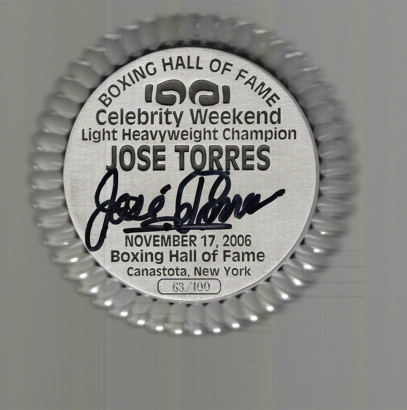 JOSE TORRES HAND SIGNED BOXING HOF PAPERWEIGHT+COA VERY RARE 63/100 ...