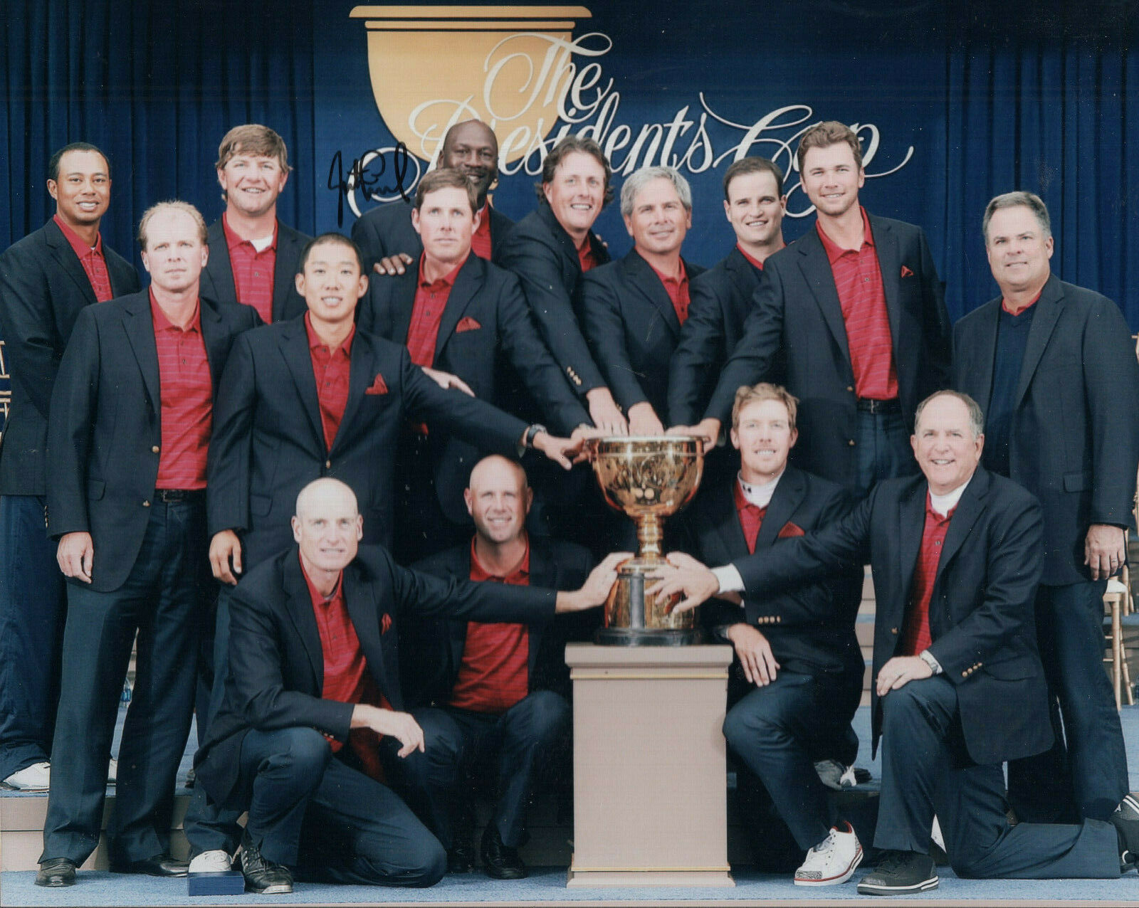 JUSTIN LEONARD HAND SIGNED 8x10 COLOR PHOTO+COA WITH MICHAEL JORDAN ...