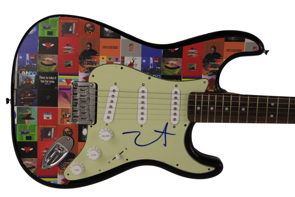 KANYE WEST SIGNED AUTOGRAPH CUSTOM FENDER ELECTRIC GUITAR COLLEGE ...