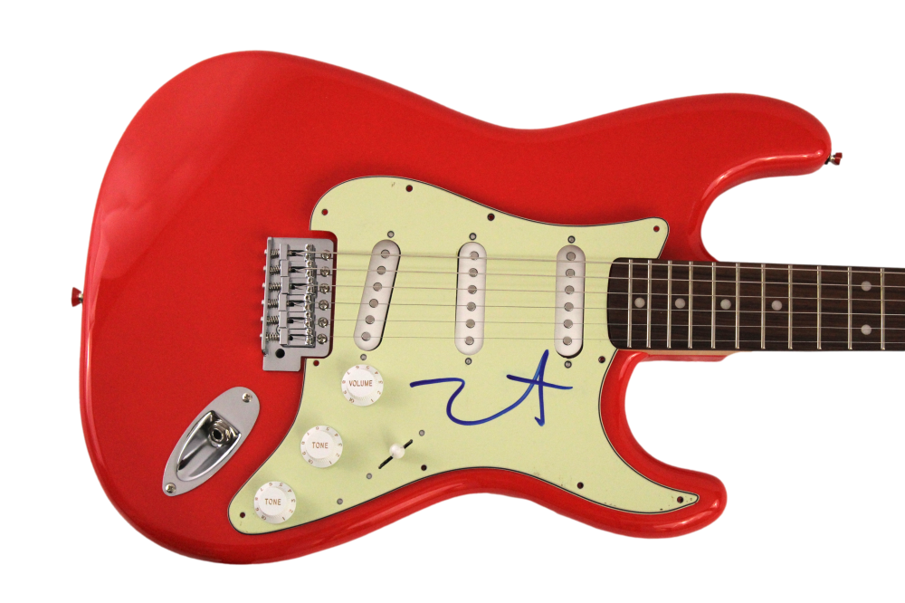 KANYE WEST SIGNED AUTOGRAPH FULL SIZE RED FENDER ELECTRIC GUITAR ...