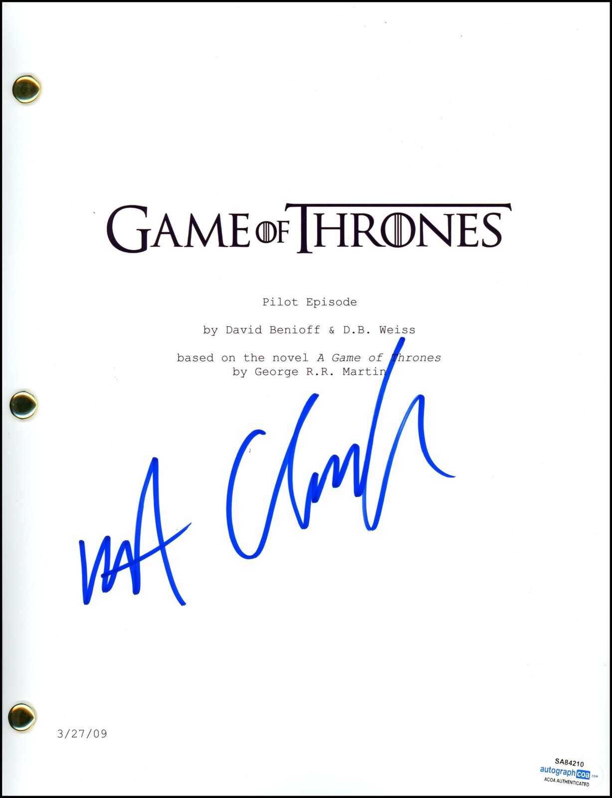 Kit Harington "Game of Thrones" AUTOGRAPH Signed Full Complete Pilot ...