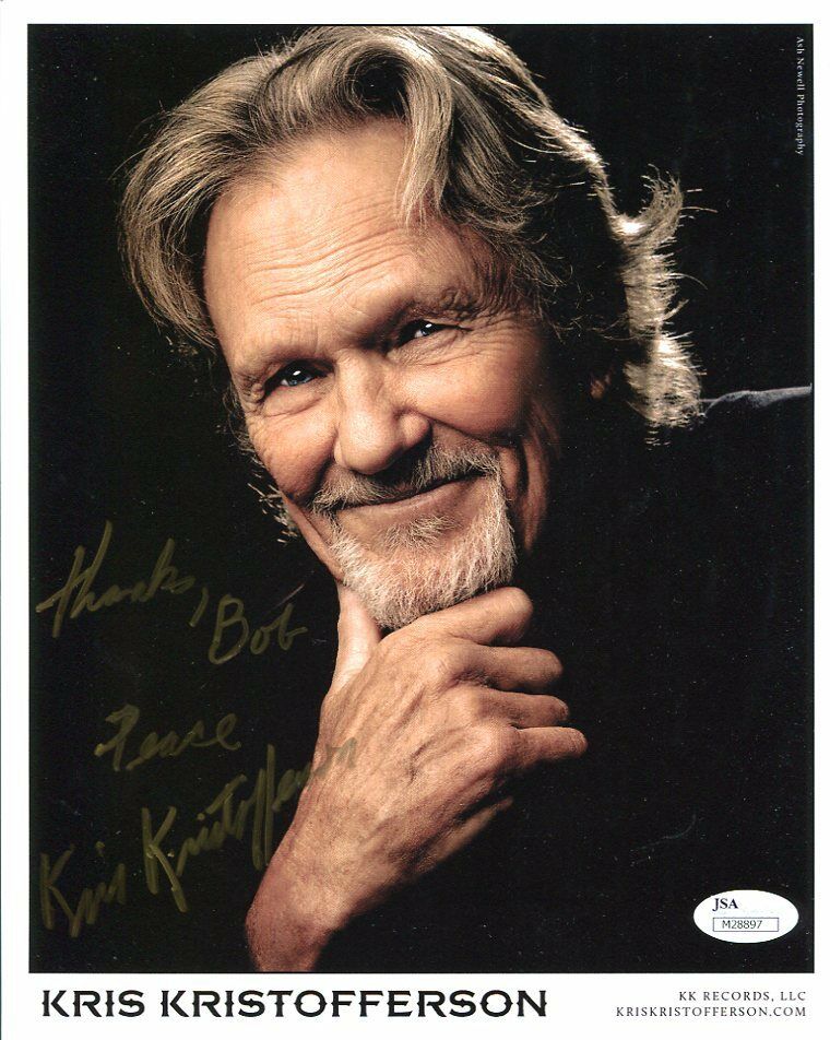KRIS KRISTOFFERSON HAND SIGNED 8x10 COLOR PHOTO AWESOME POSE TO BOB JSA ...