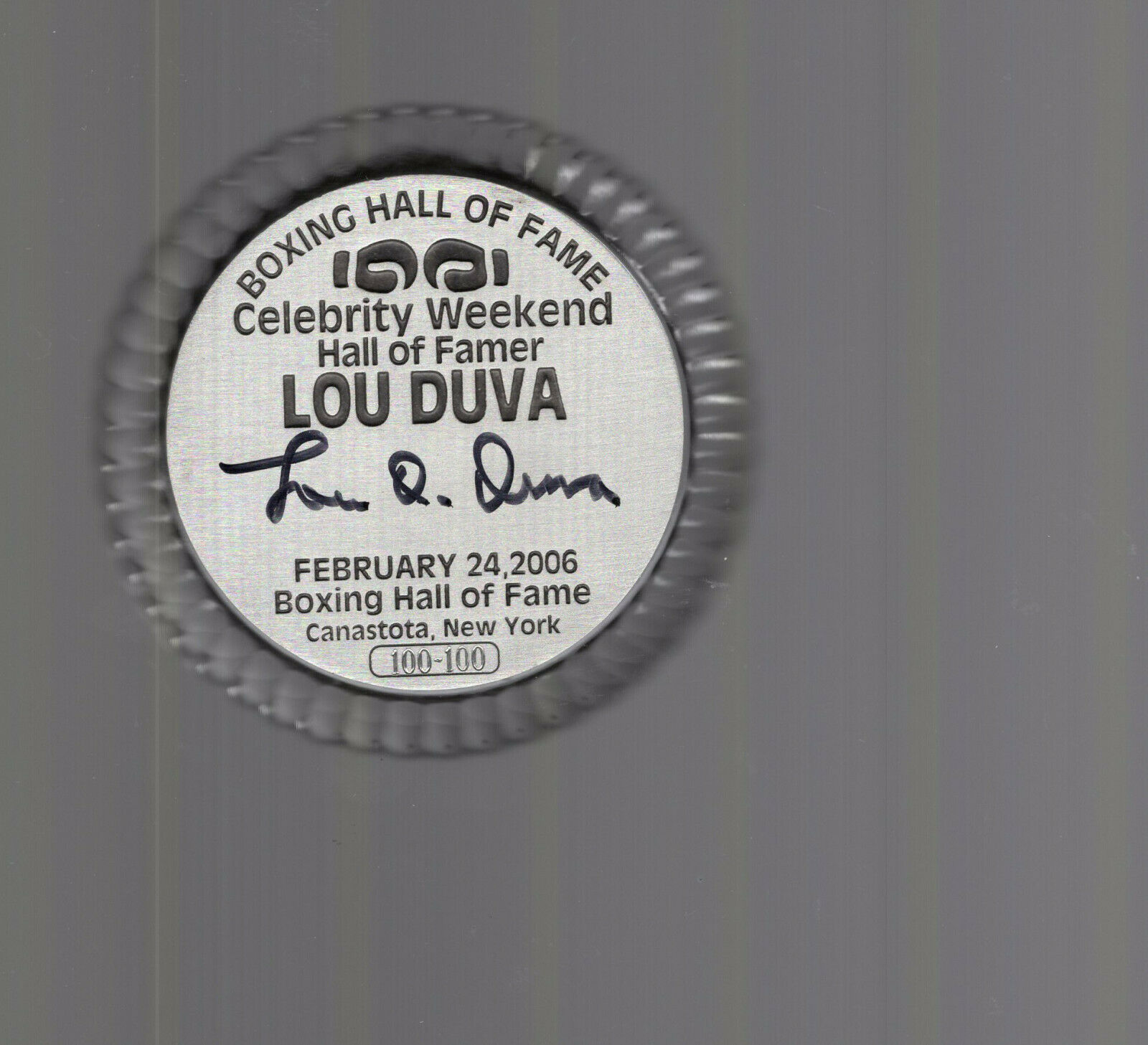 LOU DUVA HAND SIGNED BOXING HOF PAPERWEIGHT+COA VERY RARE 100/100 ...