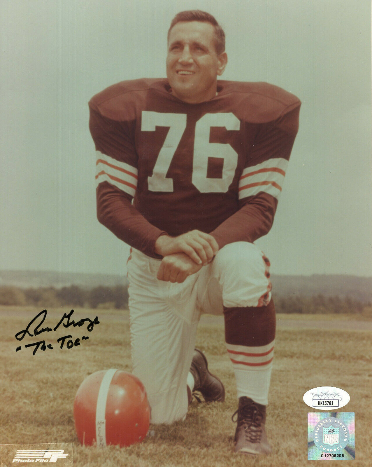 LOU GROZA HAND SIGNED 8x10 COLOR PHOTO CLEVELAND BROWNS HOF LEGEND JSA | Autographia