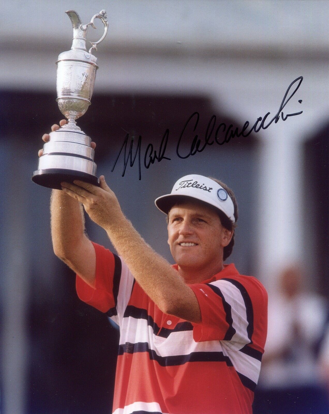 MARK CALCAVECCHIA HAND SIGNED 8x10 COLOR PHOTO+COA WITH BRITISH OPEN ...