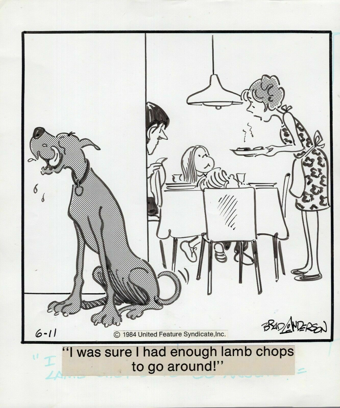 MARMADUKE ORIGINAL PEN+INK CARTOON ARK DAILY 1984 BRAD ANDERSON PORK ...