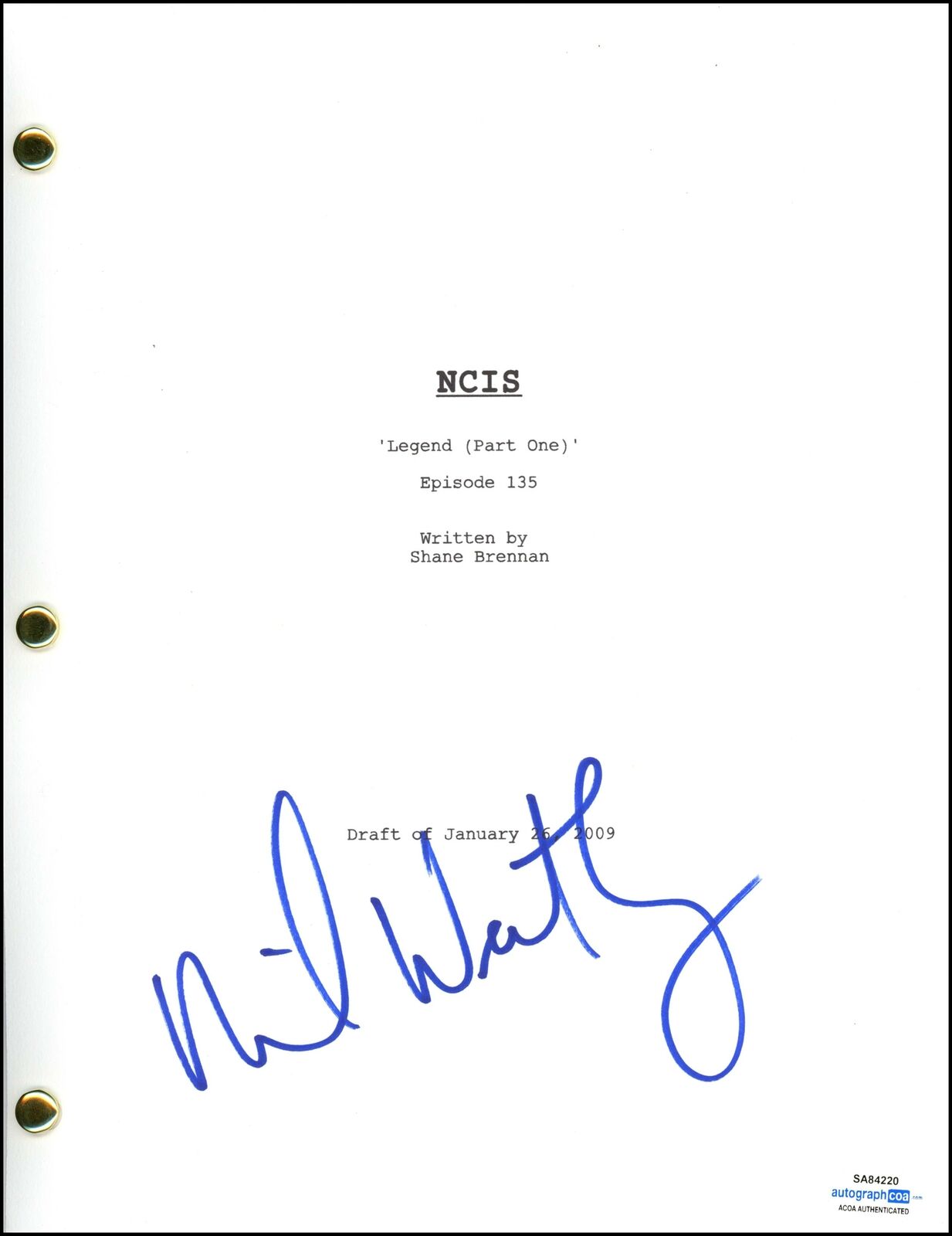 Michael Weatherly "NCIS" AUTOGRAPH Signed Full 'Legend (Part One ...