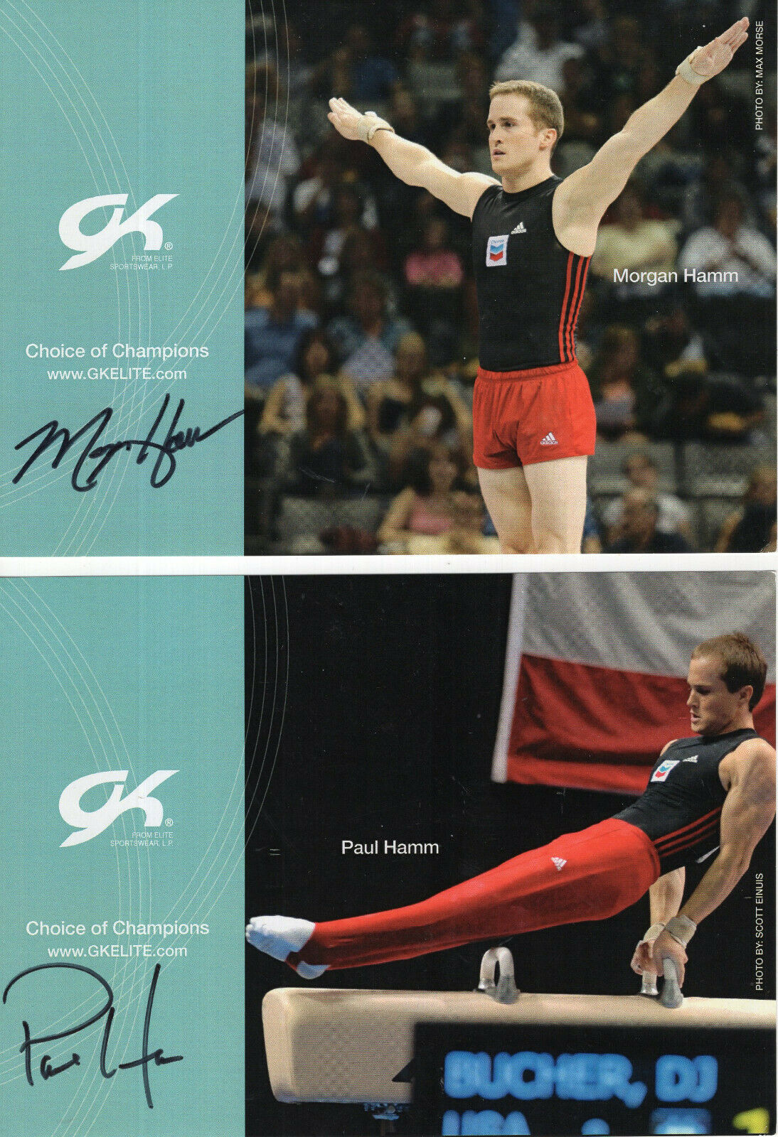 MORGAN+PAUL HAMM HAND SIGNED 5x7 COLOR PHOTOS+COA GREAT OLYMPIC ...