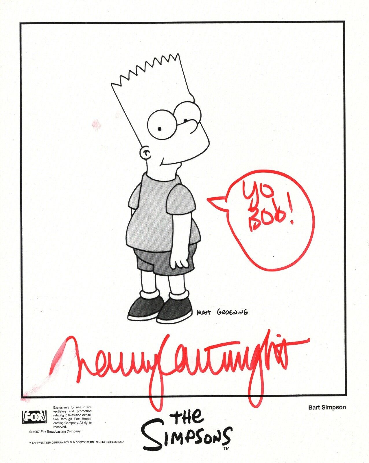 NANCY CARTWRIGHT HAND SIGNED 8x10 PHOTO+COA AWESOME BART SIMPSON TO BOB ...
