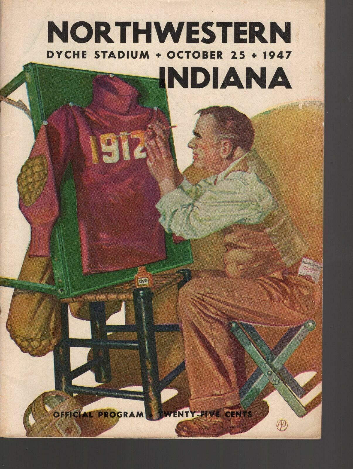 NORTHWESTERN VS. INDIANA FOOTBALL PROGRAM FROM 1947 RARE DYCHE STADIUM ...