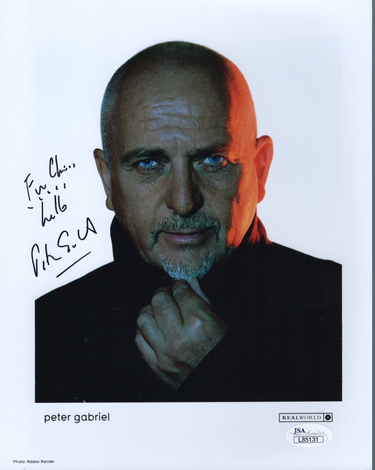 PETER GABRIEL HAND SIGNED 8x10 COLOR PHOTO LEGENDARY SINGER TO CHRIS ...