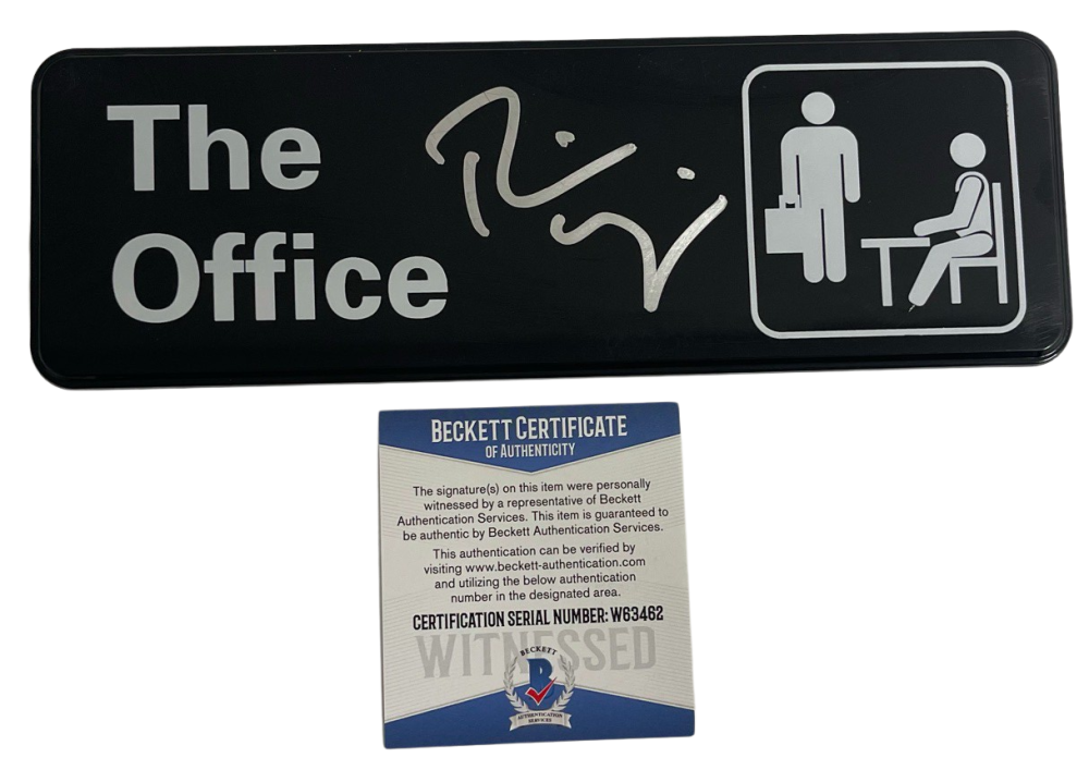 RAINN WILSON DWIGHT SIGNED THE OFFICE SIGN AUTOGRAPH PROOF BECKETT ...