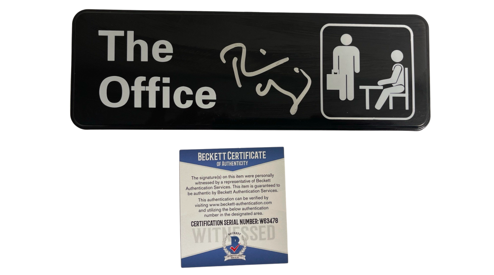RAINN WILSON DWIGHT SIGNED THE OFFICE SIGN AUTOGRAPH PROOF BECKETT ...