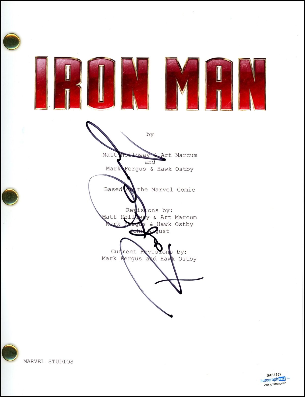 Robert Downey, Jr. "Iron Man" AUTOGRAPH Signed Complete Script ...