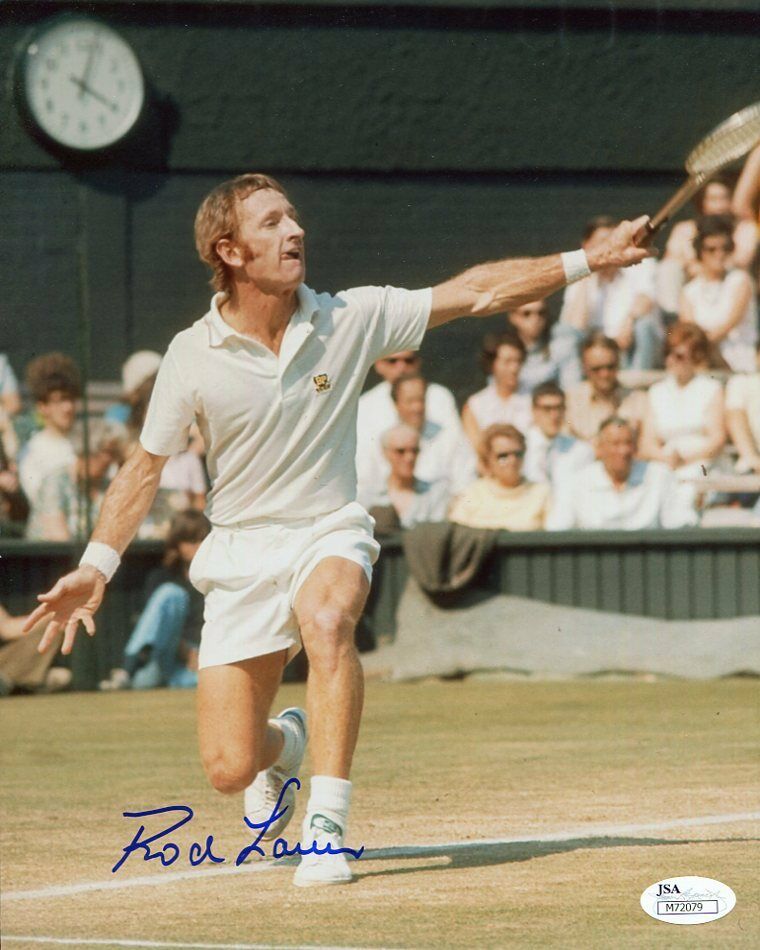 ROD LAVER HAND SIGNED 8x10 COLOR PHOTO TENNIS LEGEND JSA | Autographia