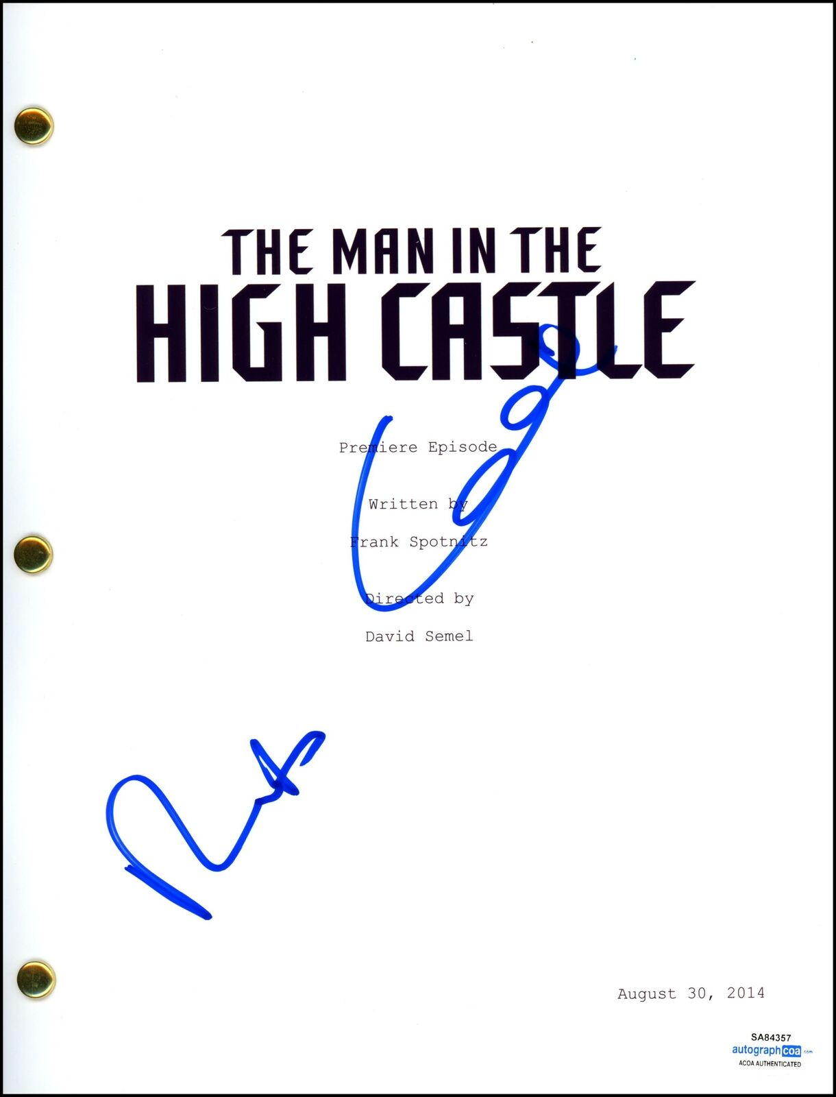 Rufus Sewell "The Man in the High Castle" AUTOGRAPH Signed Pilot Script ...