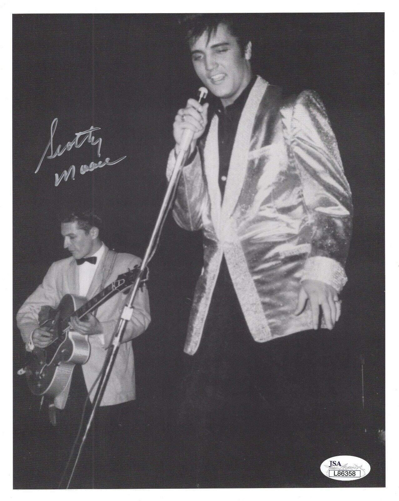 SCOTTY MOORE HAND SIGNED 8x10 PHOTO IN CONCERT POSE WITH ELVIS PRESLEY ...