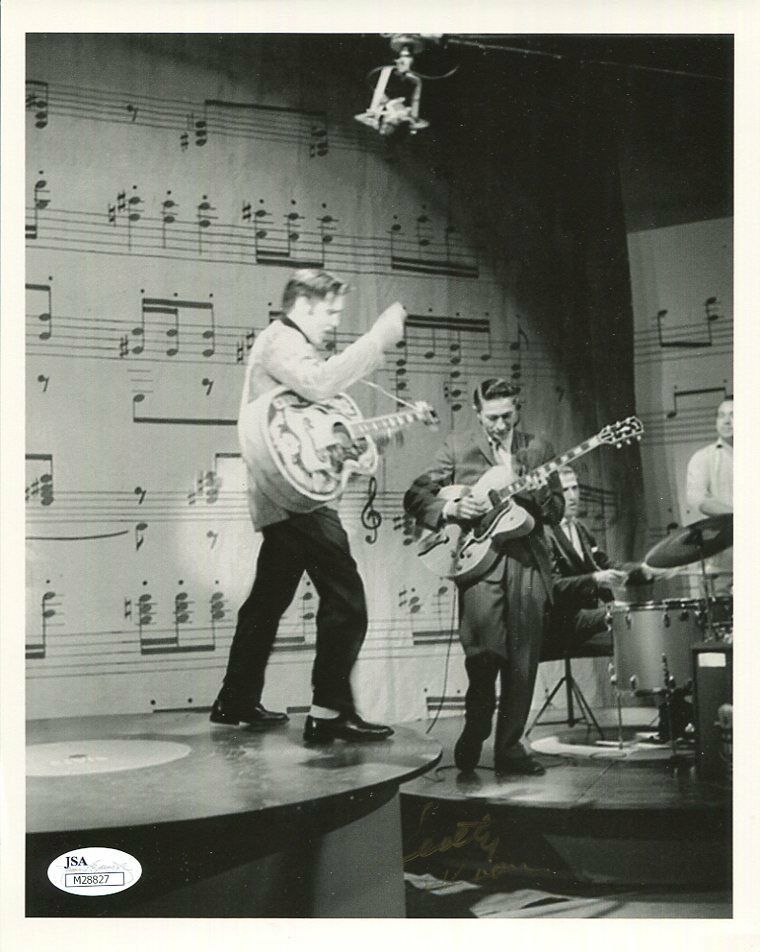 SCOTTY MOORE HAND SIGNED 8x10 PHOTO WITH ELVIS ON ED SULLIVAN SHOW JSA ...