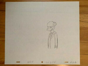 SIMPSONS CARTOON ANIMATION ART PENCIL CEL DRAWING OF MR. BURNS VERY ...