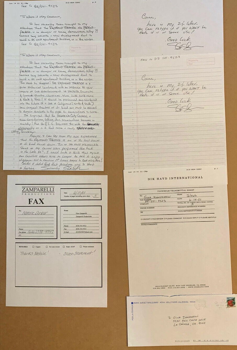 Slash Guns & Roses Handwritten 2001 Letter Signed Autographed PERKINS ...