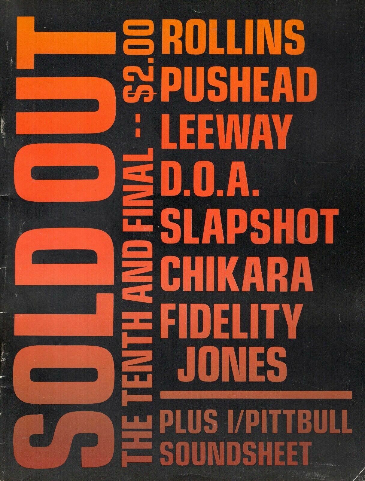 SOLD OUT MAGAZINE ISSUE #10 PUNK ROCK MAGAZINE ROLLINS+PUSHEAD PITBULL ...