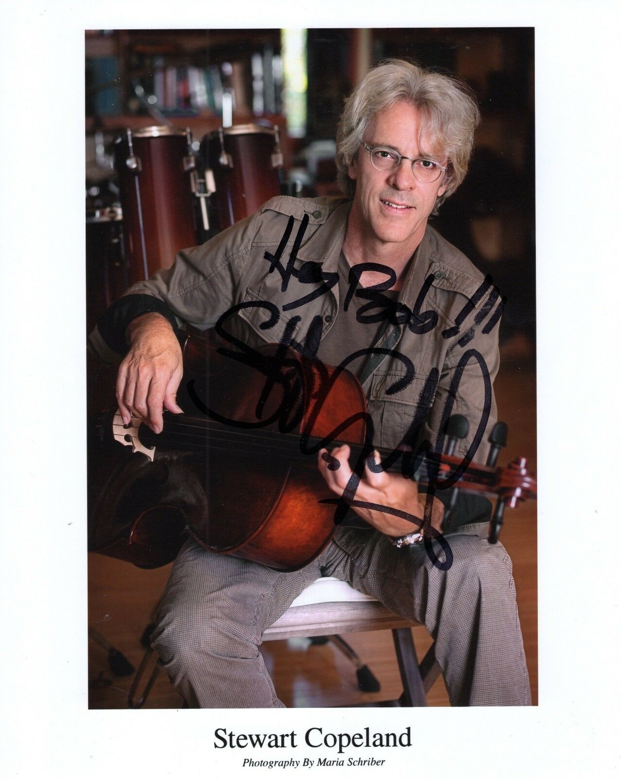 STEWART COPELAND HAND SIGNED 8x10 COLOR PHOTO+COA THE POLICE TO BOB ...