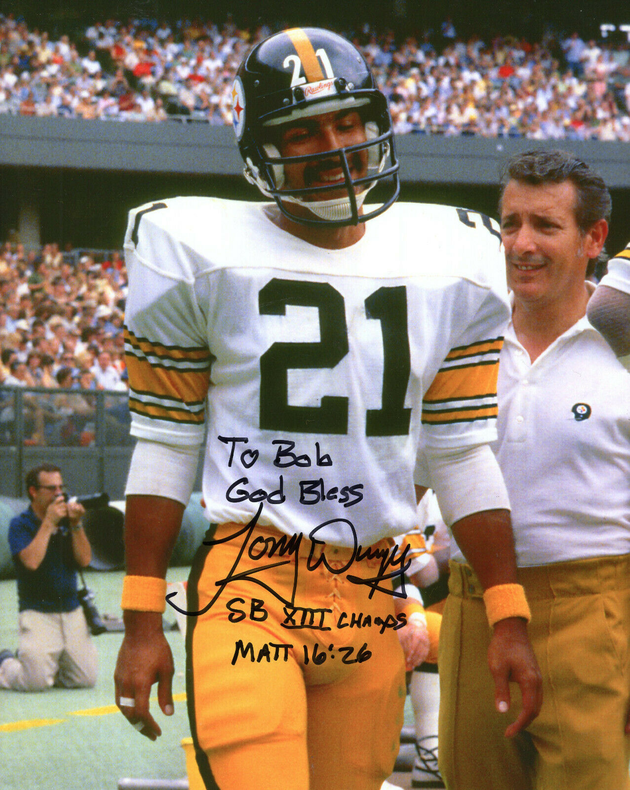 TONY DUNGY HAND SIGNED 8x10 COLOR PHOTO+COA STEELERS PLAYER TO BOB ...
