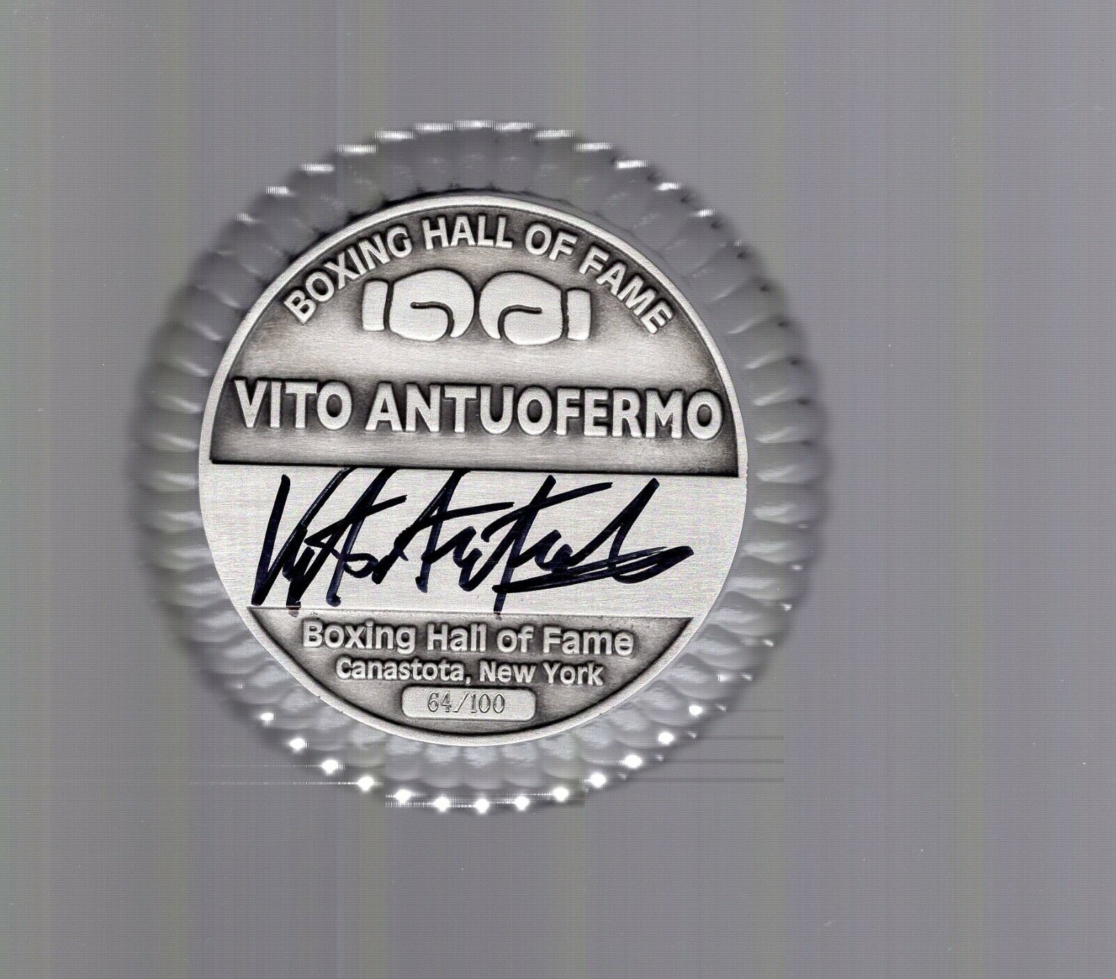VITO ANTUOFERMO HAND SIGNED BOXING HOF PAPERWEIGHT+COA VERY RARE 64/100 ...
