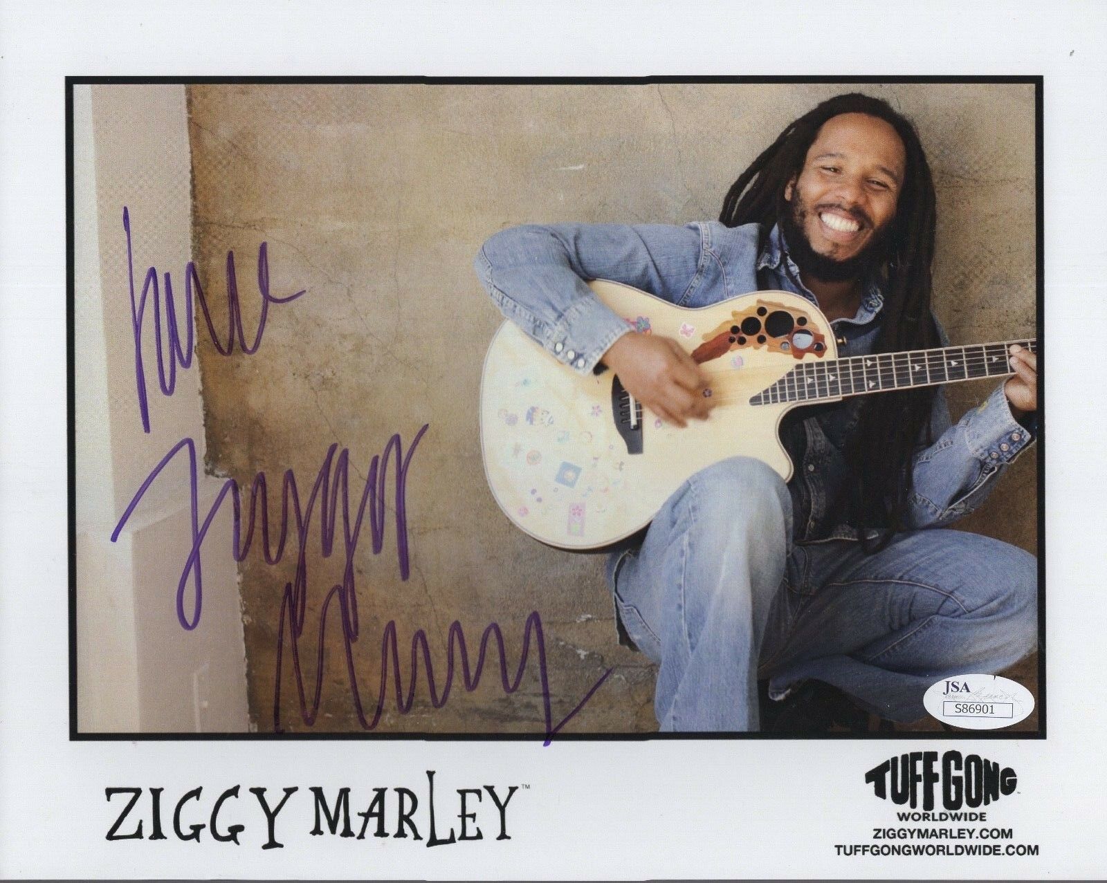 ZIGGY MARLEY HAND SIGNED 8x10 COLOR PHOTO GREAT REGGAE SINGER JSA ...