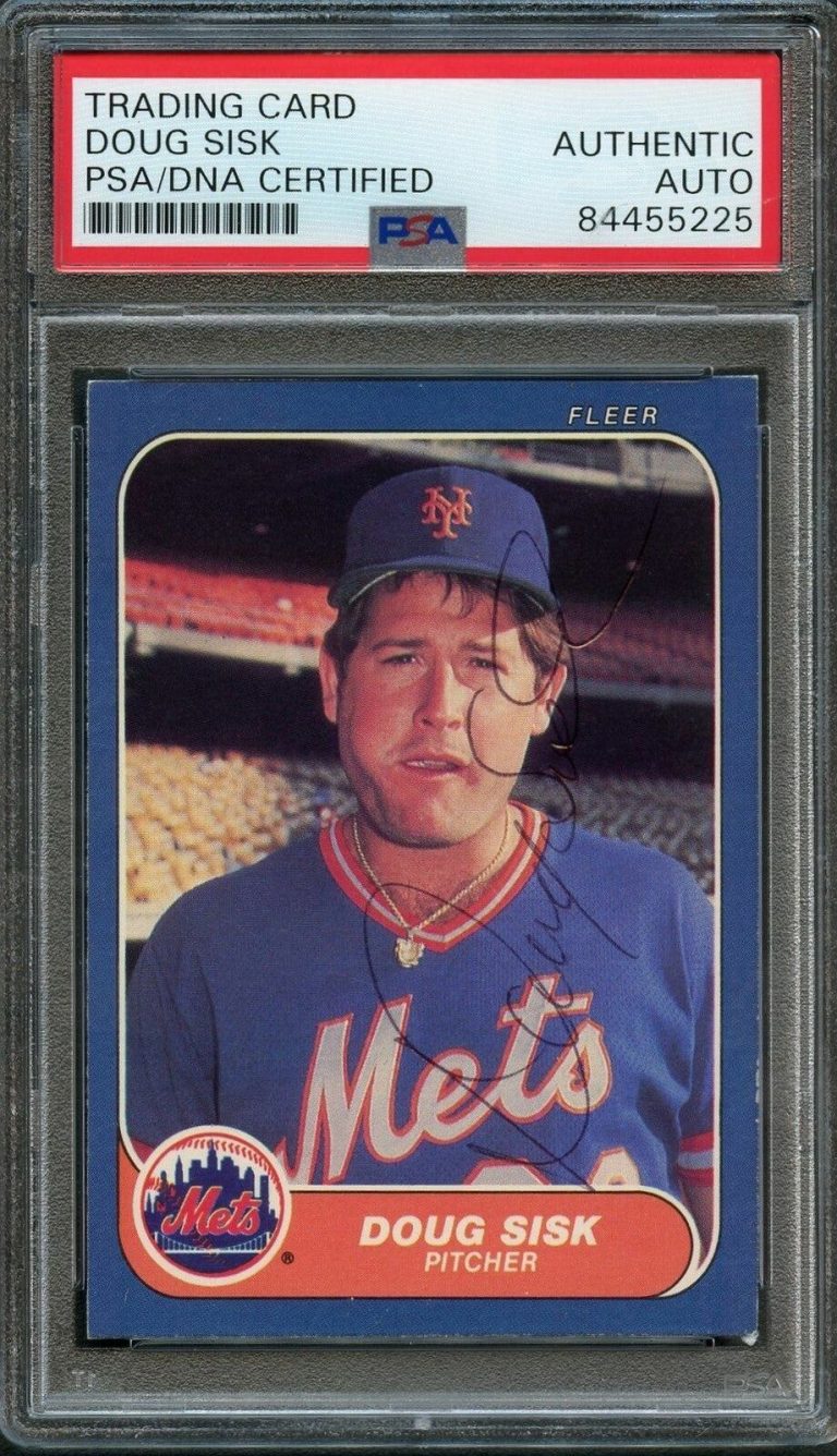 1986 Fleer #94 Doug Sisk Signed Card PSA Slabbed Auto Mets | Autographia