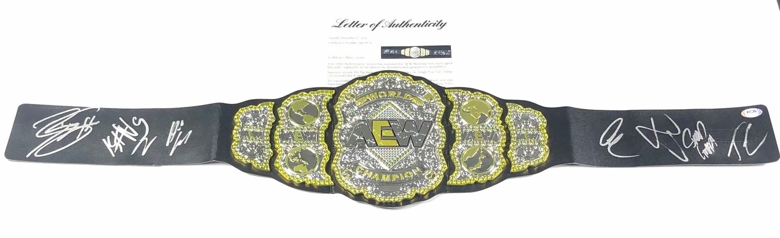 AEW Wrestling Stars signed Championship Belt PSA/DNA AEW Autographed ...